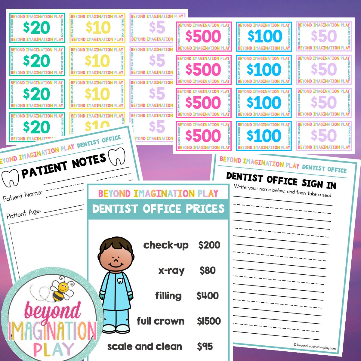 Dentist Office Play Pretend Printables | Instant Digital Download ...