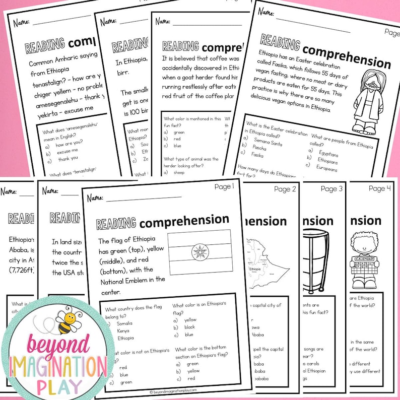 Ethiopia Country Study Worksheets | Printable Geography Fun Activities ...