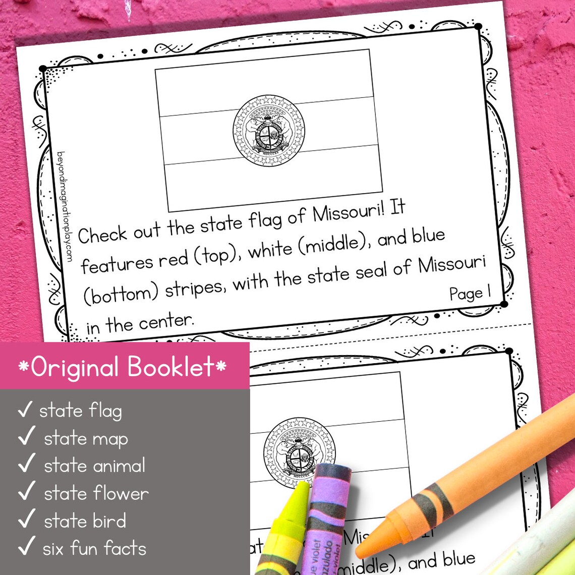 50 States Project | Missouri Facts Activities Worksheets Reading ...