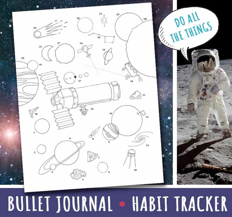 Space Themed Habit Tracker/ Motivator for Your Bullet Journal - Etsy