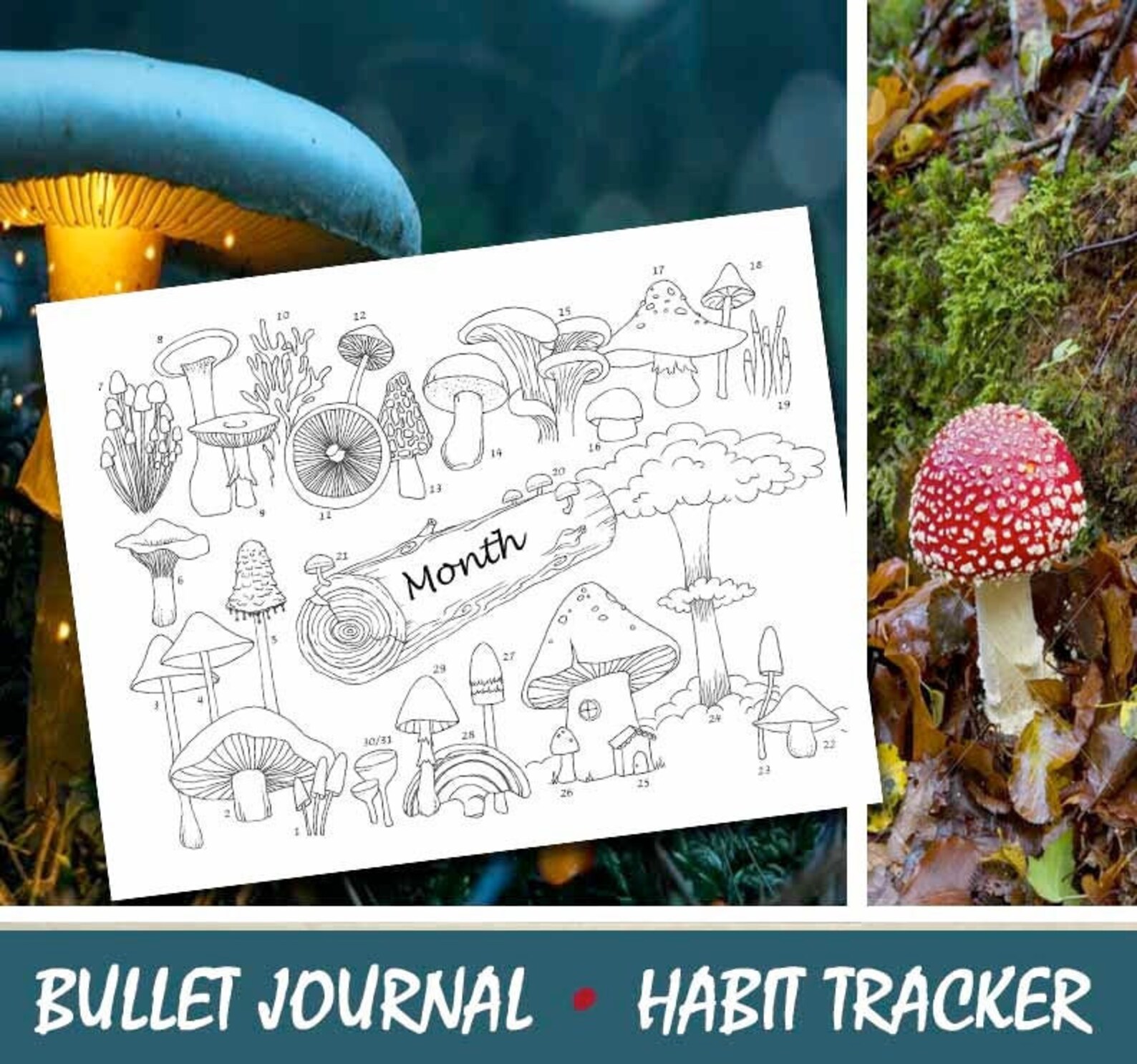 Mushroom Themed Habit Tracker/ Motivator for Your Bullet Journal - Etsy