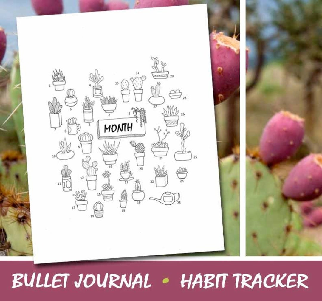 Cactus Themed Habit Tracker/ Motivator for Your Bullet Journal - Etsy
