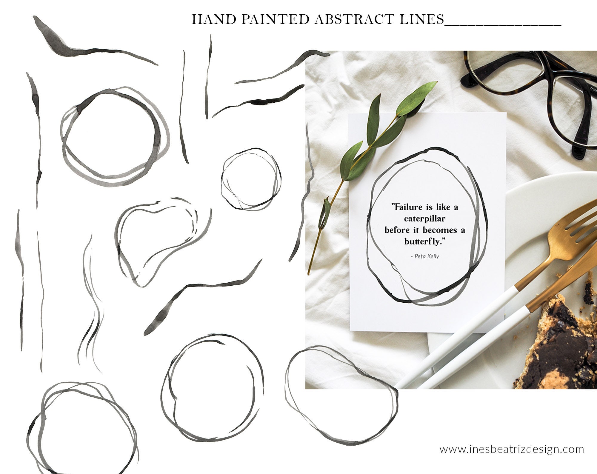 Abstract Shapes Clipart | Watercolor Line Art Clipart | Watercolor ...