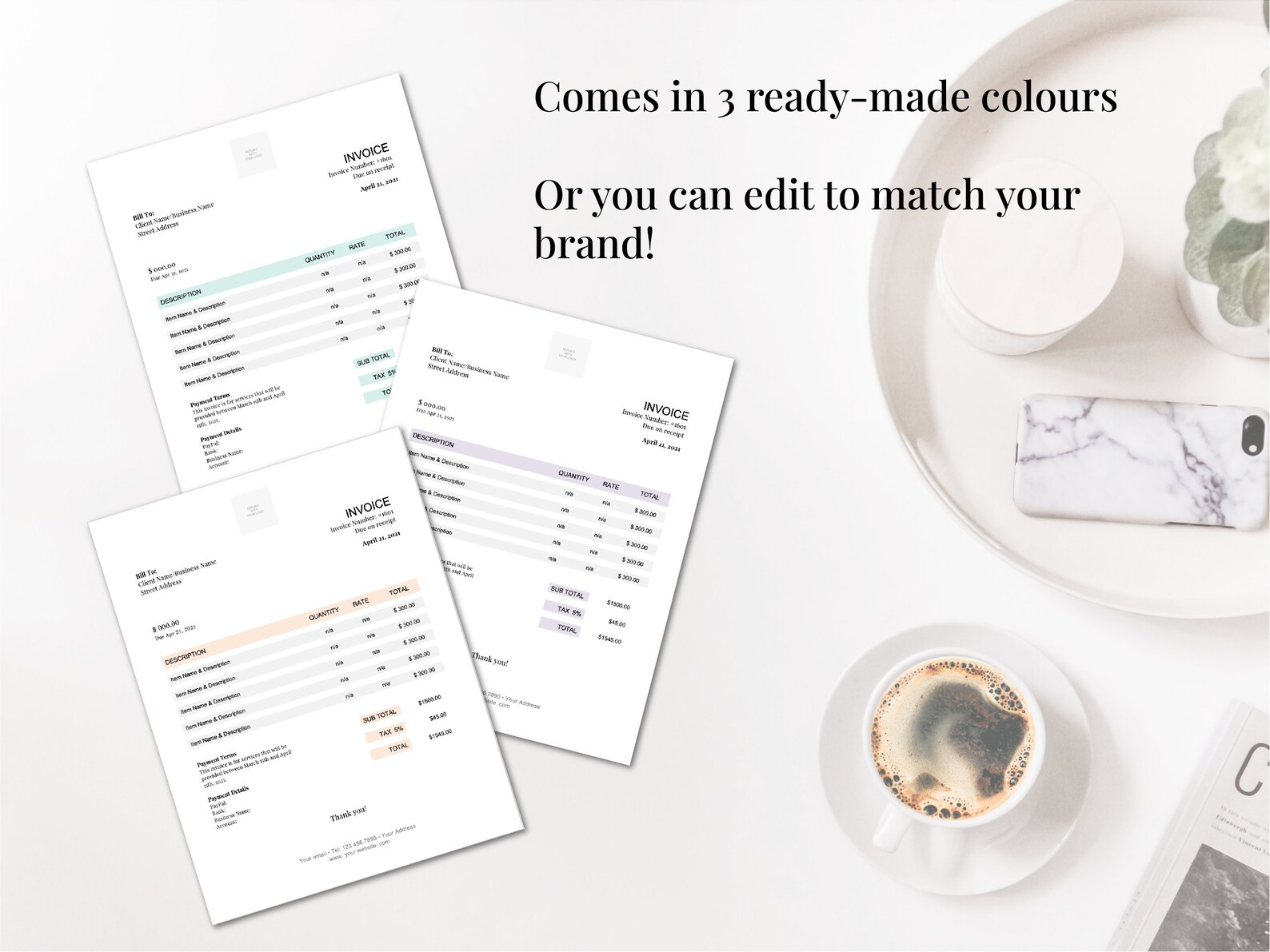 Invoice Template Word | Billing Form | Editable, Digital Download ...