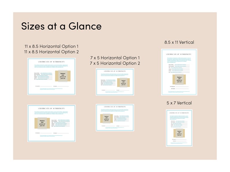 Editable Certificate of Authenticity for Artwork, Certificate of ...