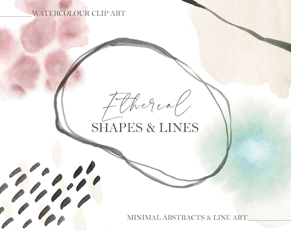 Abstract Shapes Clipart Watercolor Line Art Clipart | Etsy