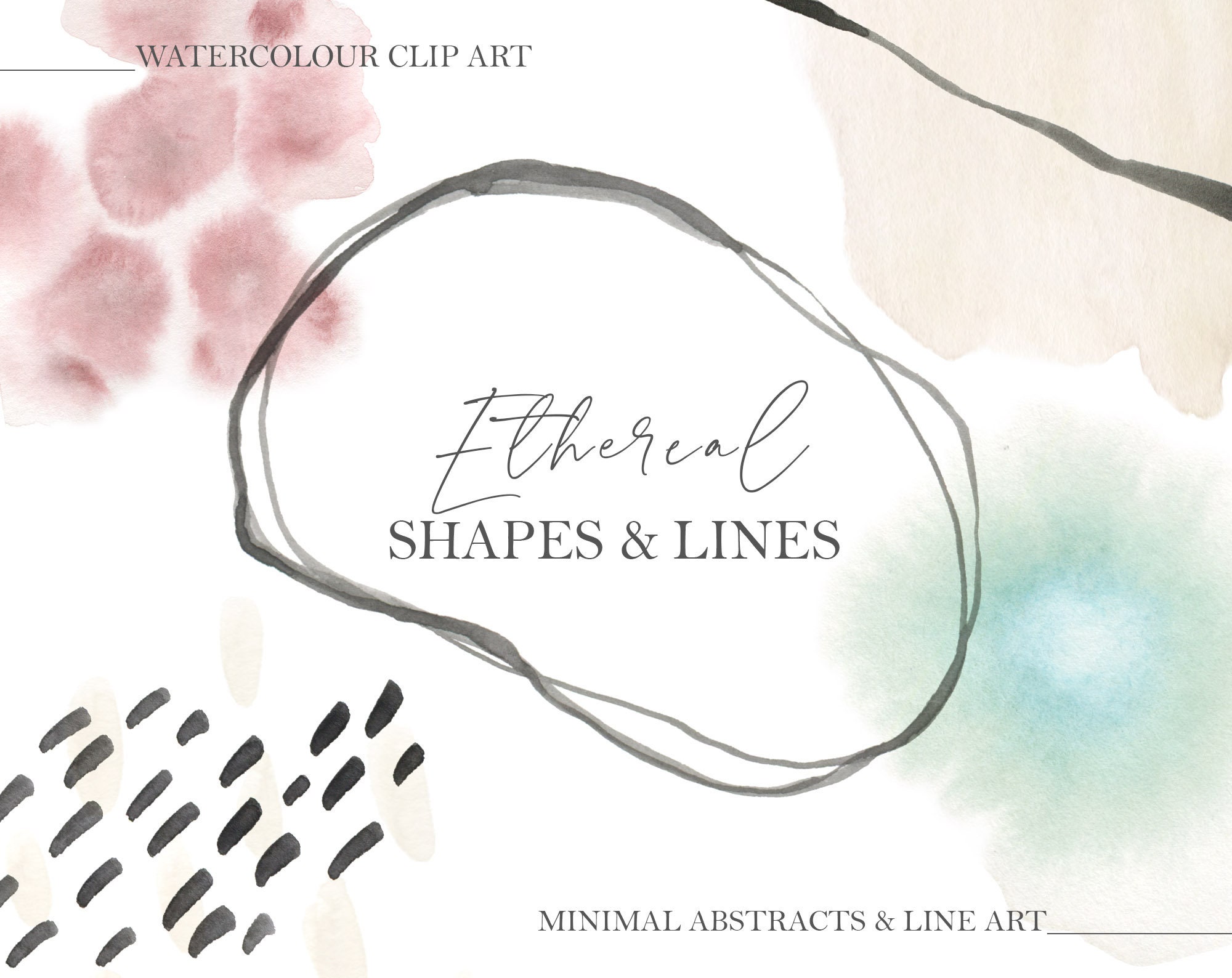 Abstract Shapes Clipart | Watercolor Line Art Clipart | Watercolor ...