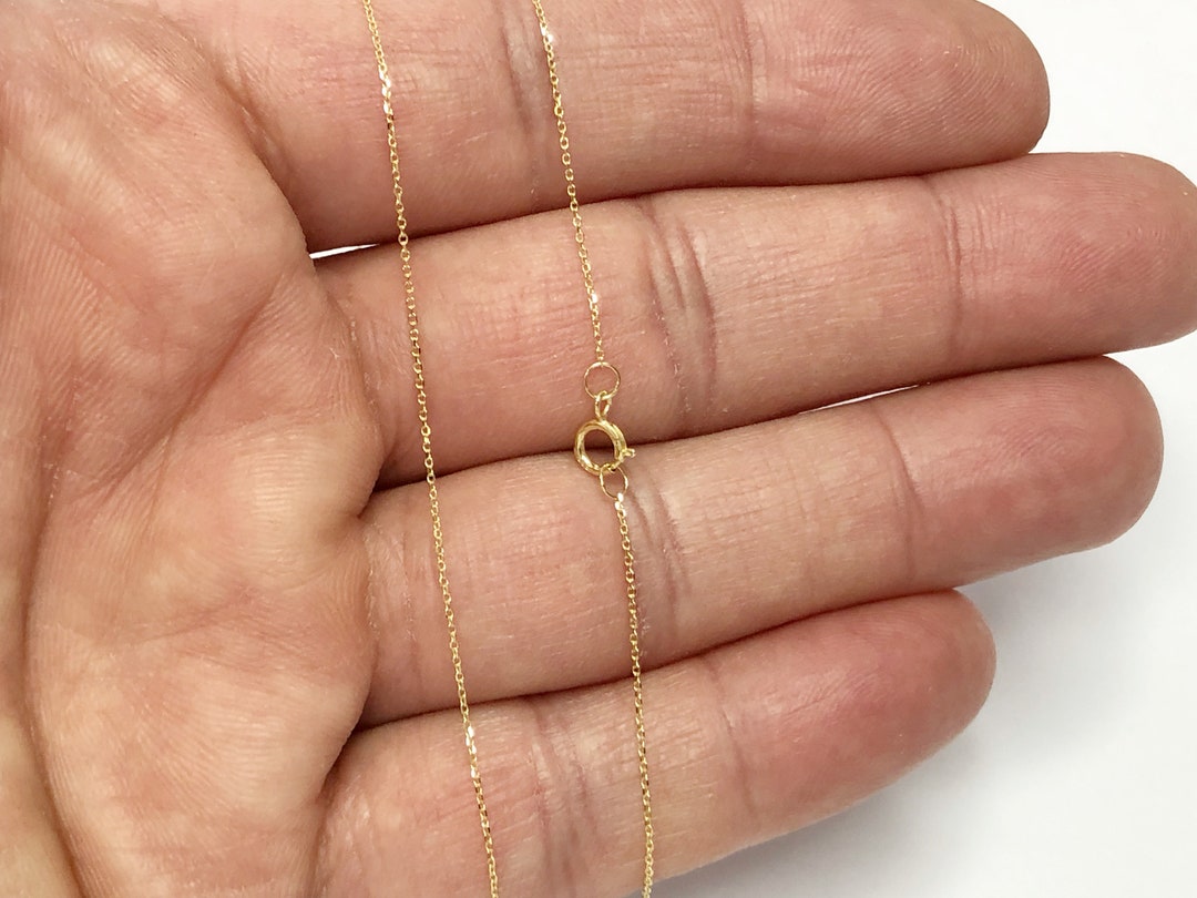 Cable Chain 14k Solid Yellow Gold 16" 18" 20" - 0.7mm - Dainty ...