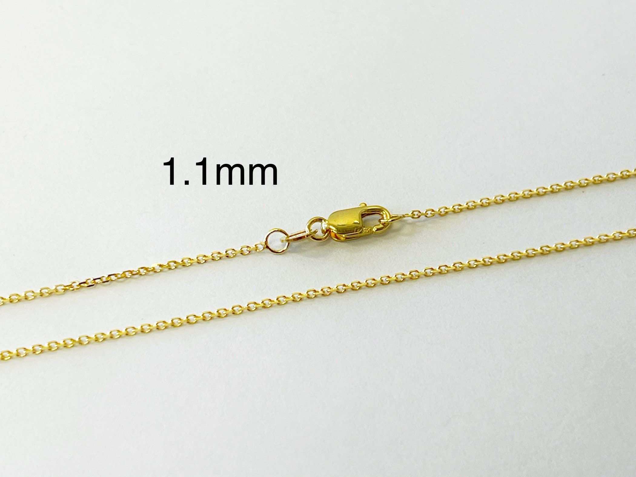 Cable Chain 14k Solid Yellow Gold 16" 18" 20" 24" - 0.8mm, 1.1mm ...