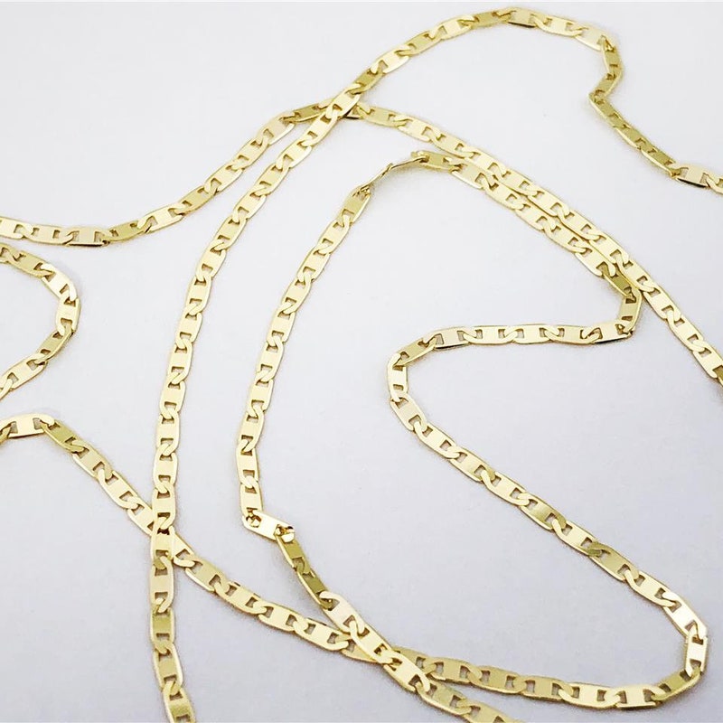 10k Flat Gold Chain - Etsy