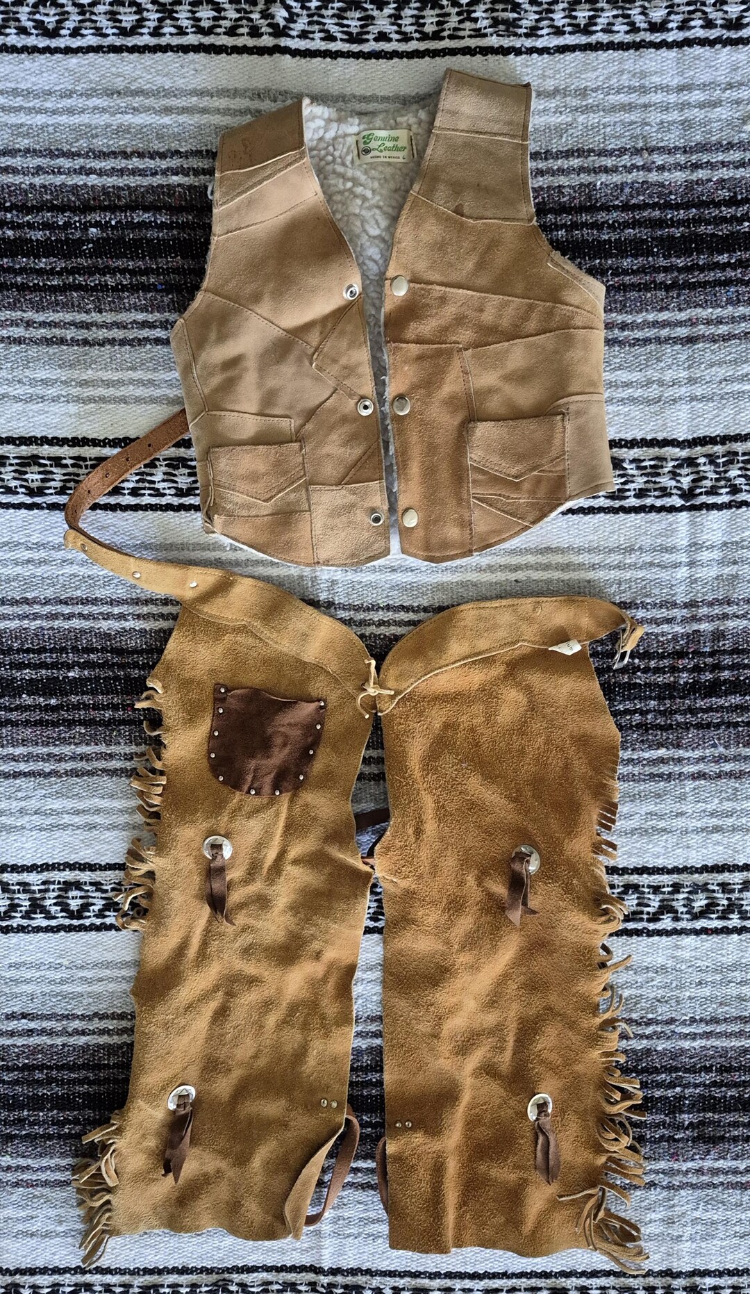 Vintage 1980s Children's Leather Chaps and Vest. Youth Size 6 - Etsy