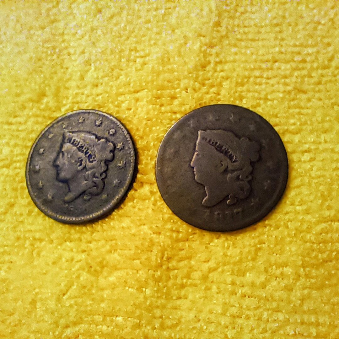 2 X One Cent Coins, 1817 and 1836 - Etsy