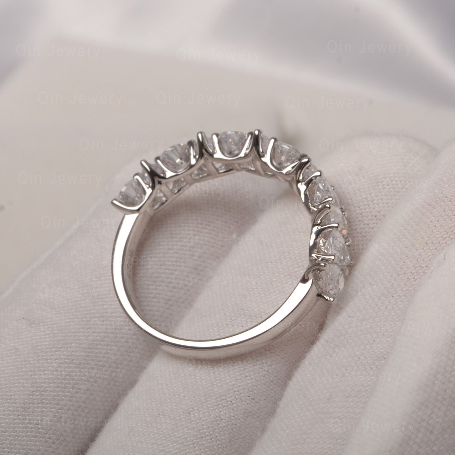 Vintage Wedding Band Pear Shaped Half Eternity Ring Art Deco - Etsy