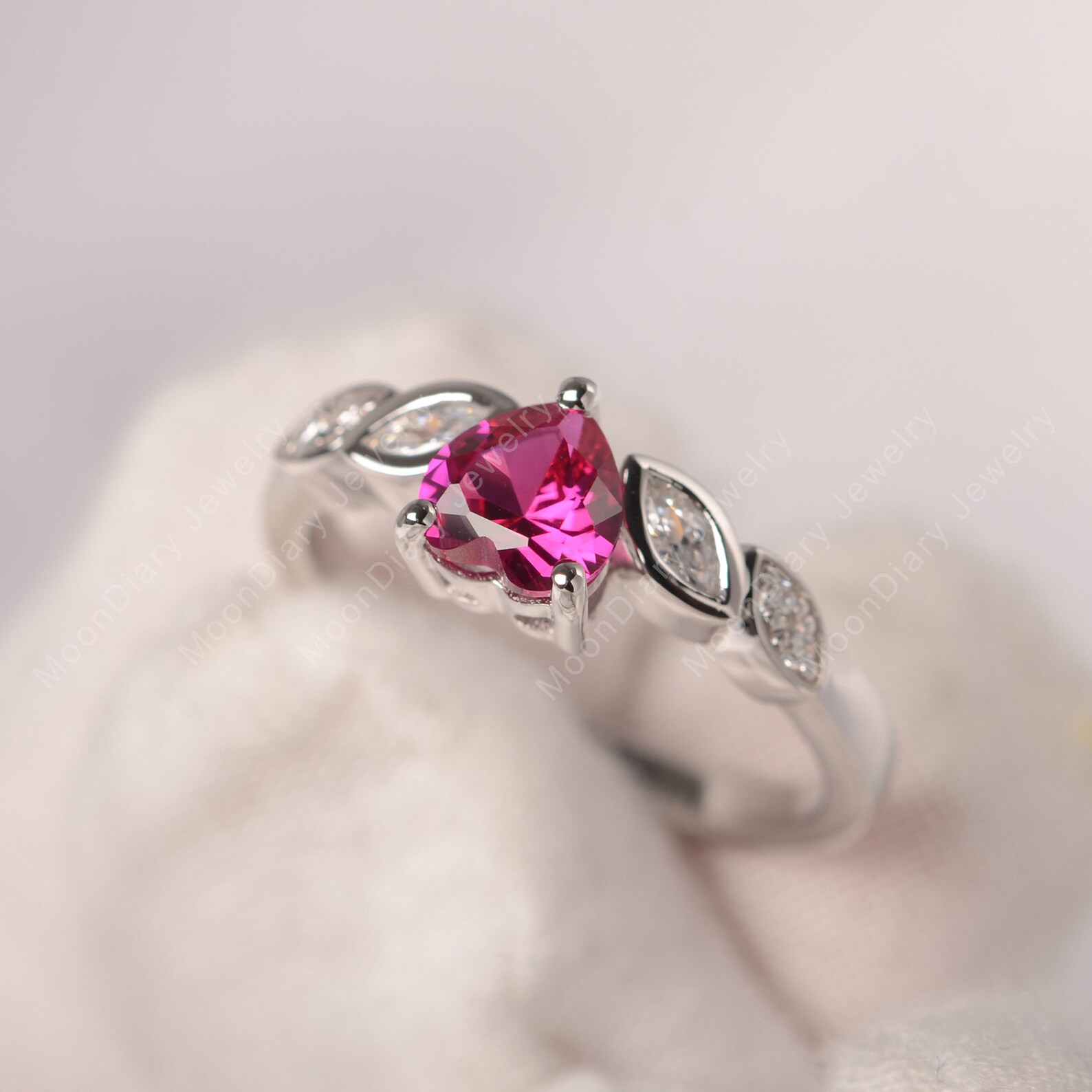 Delicate Ruby Ring Heart Shaped July Birthstone Engagement - Etsy
