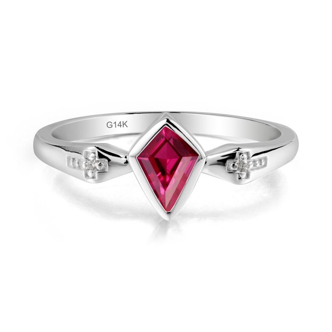 Unique Kite Cut Bezel Setting Lab Ruby Engagement Ring Gothic Cross ...