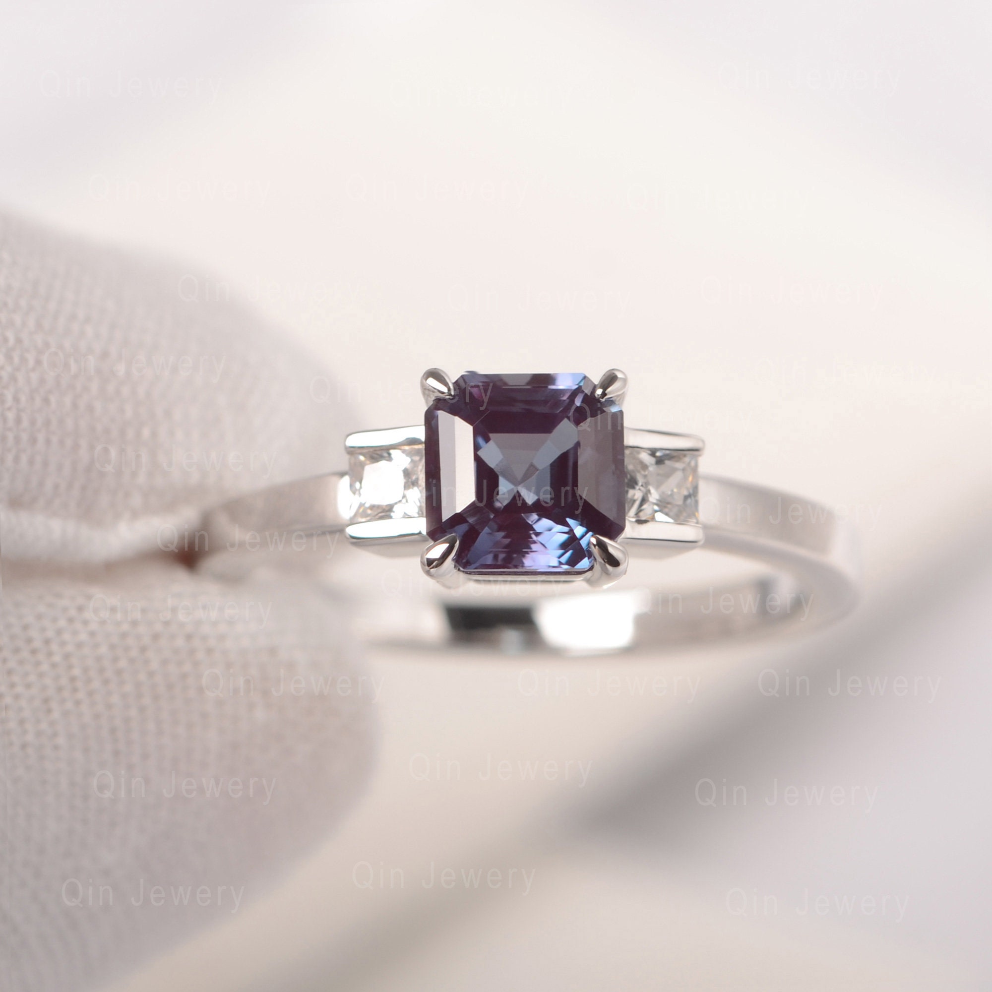 Asscher Cut Alexandrite Ring Color Changing Stone Ring Vintage - Etsy ...