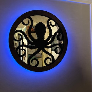 Octopus Wall Mirrors / Wall Art / Sculpture/ Mirror Art / LED Art / LED ...