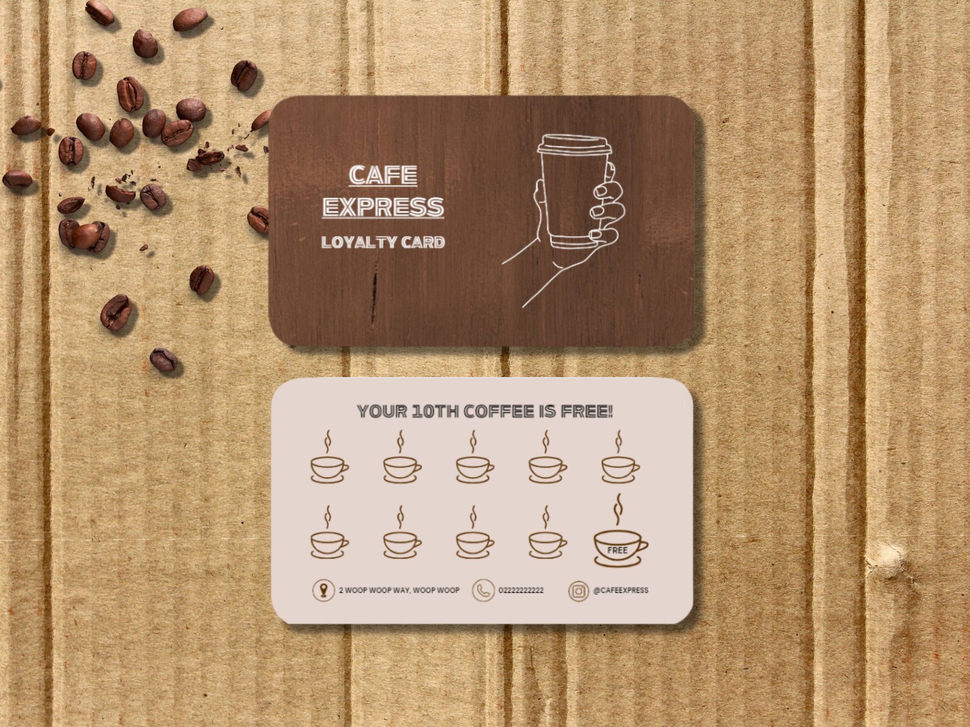 Editable Business Card, Loyalty Card Printable, Cafe Coffee Shop ...