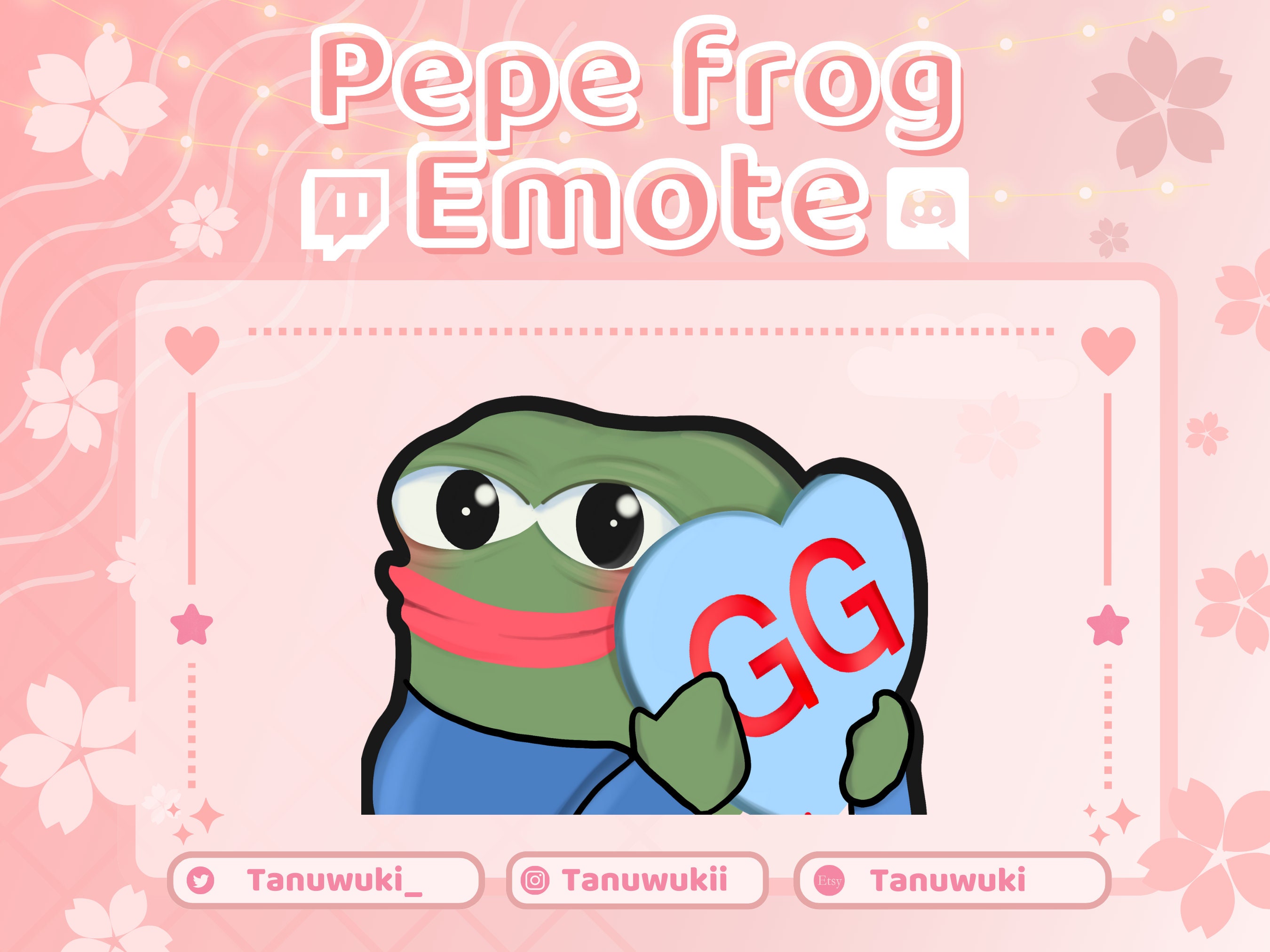 Pepe Frog Emote Meme Heaert Twitch Gg Ez - Etsy