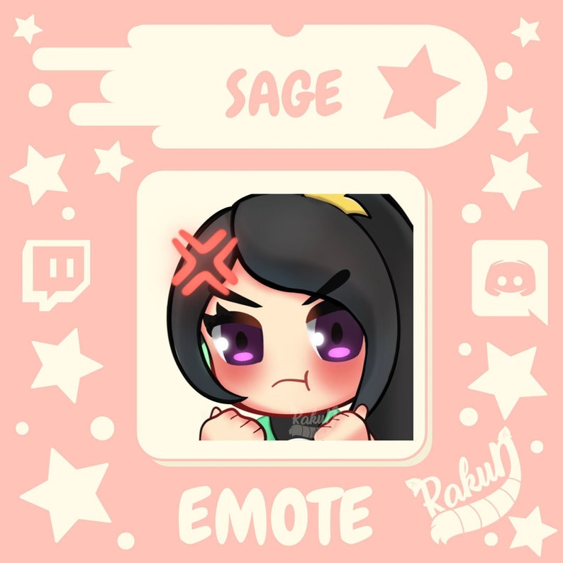 Sage Twitch Emote Anime Valorant Mad Angry Kawaii - Etsy