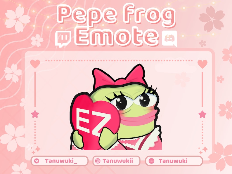 Pepe Frog Emote Meme Heaert Twitch Gg Ez - Etsy