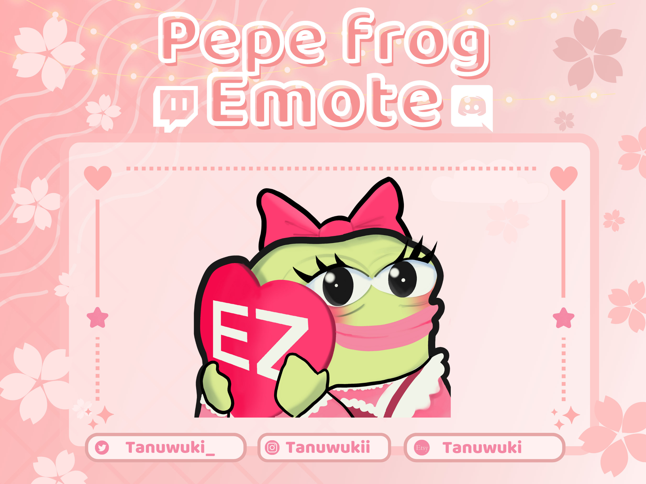 Pepe Frog Emote Meme Heaert Twitch Gg Ez - Etsy
