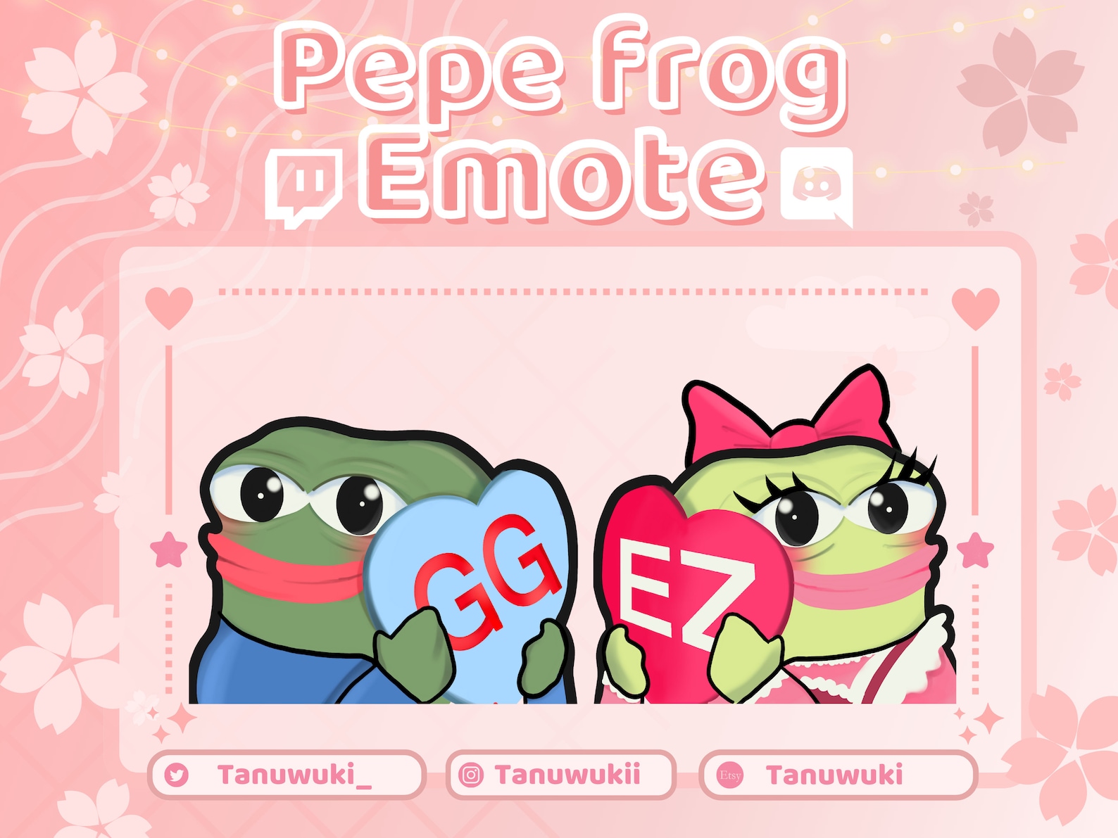 Pepe Frog Emote Meme Heaert Twitch Gg Ez - Etsy