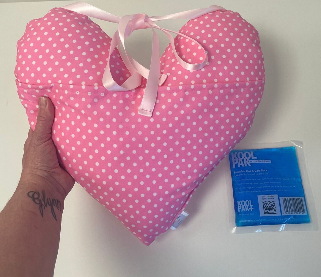 Large Pink Mastectomy /lumpectomy Heart Pillow +pocket Polka-dot Cancer ...