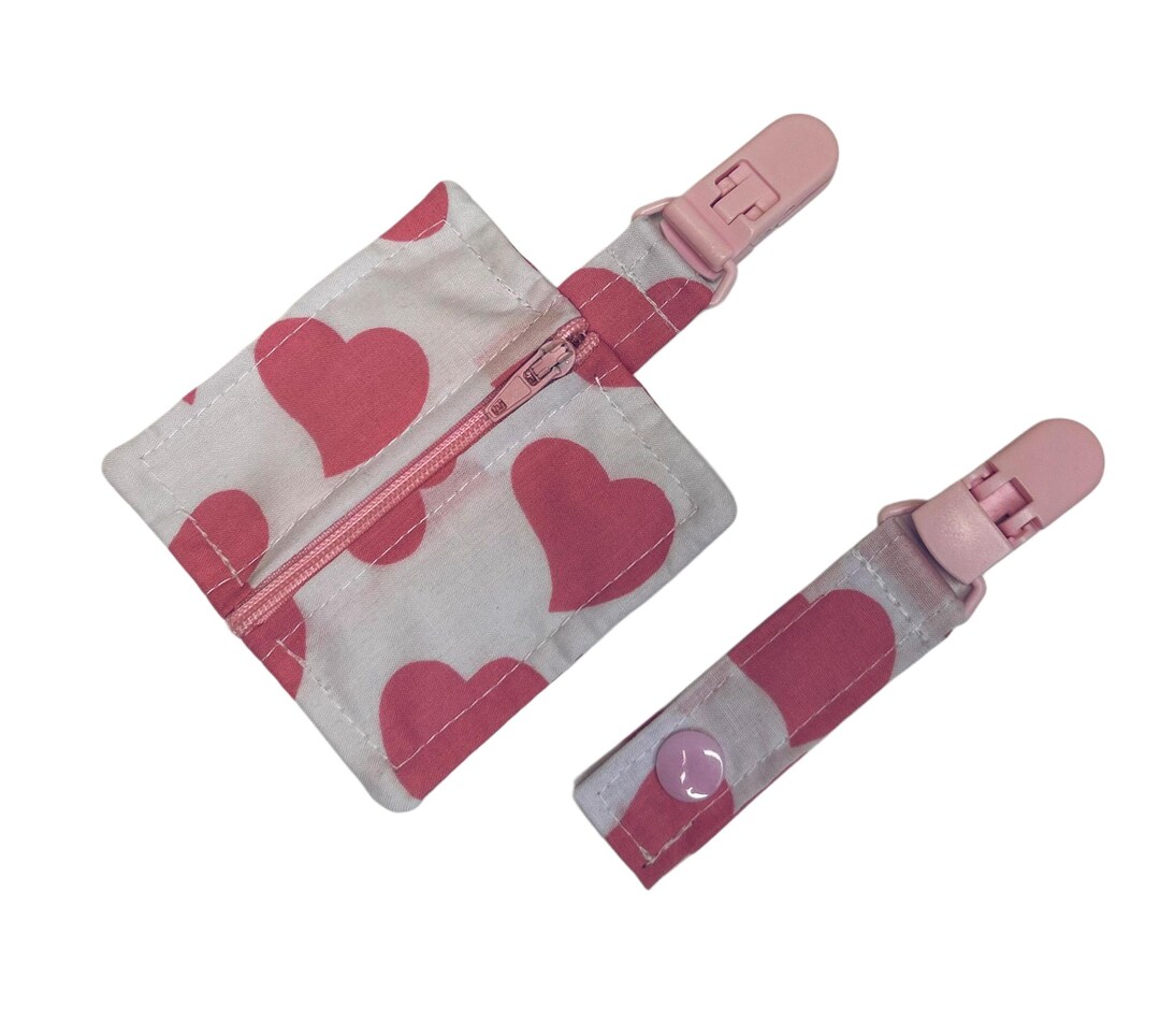 Pink Hearts Feeding Tube Pocket Tubie Clip Pocket Feeding Pouch Medical ...