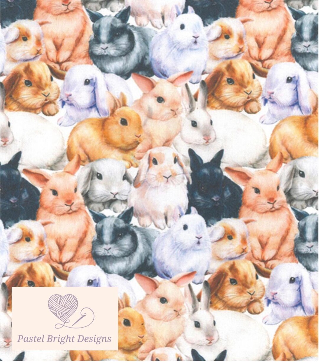 Rabbit Digital 100% Cotton Fabric Bunnies Cotton Material Easter Fabric ...
