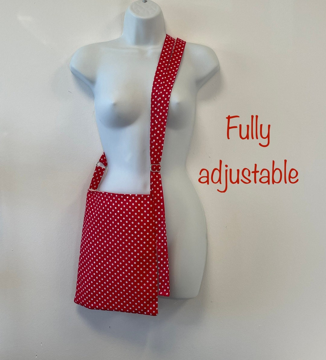 Adjustable Red Polka Dot Drain Bag Surgery Recovery Bag Cross Body Bag ...