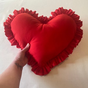 Red Frilled Heart Cushion Large/small Pillows Cushion Heart Plush ...