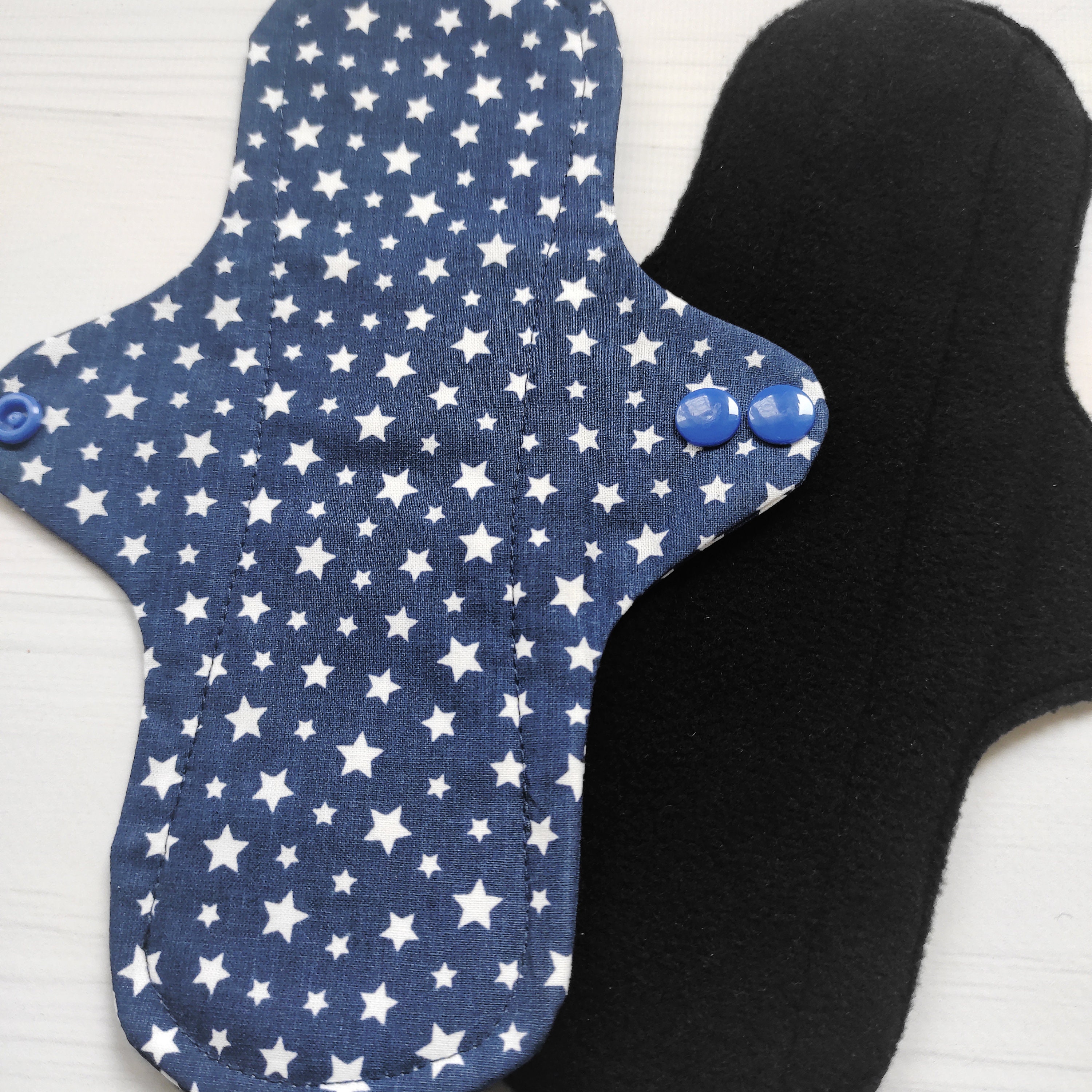 Blue Menstrual Cloth Pads With Stars. Reusable Sanitary Napkins With ...