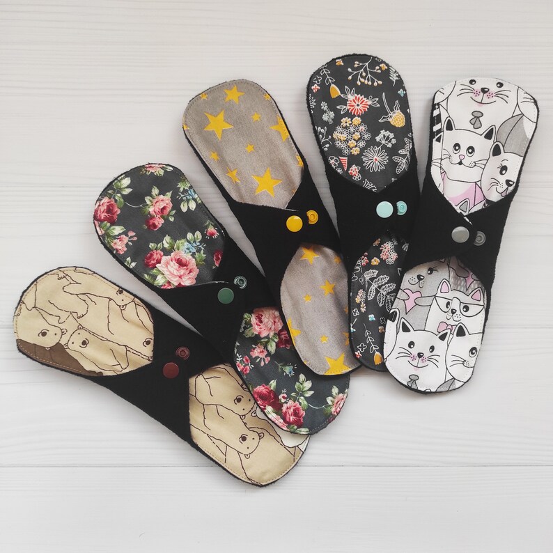 Blue Menstrual Cloth Pads With Stars. Reusable Sanitary Napkins With ...