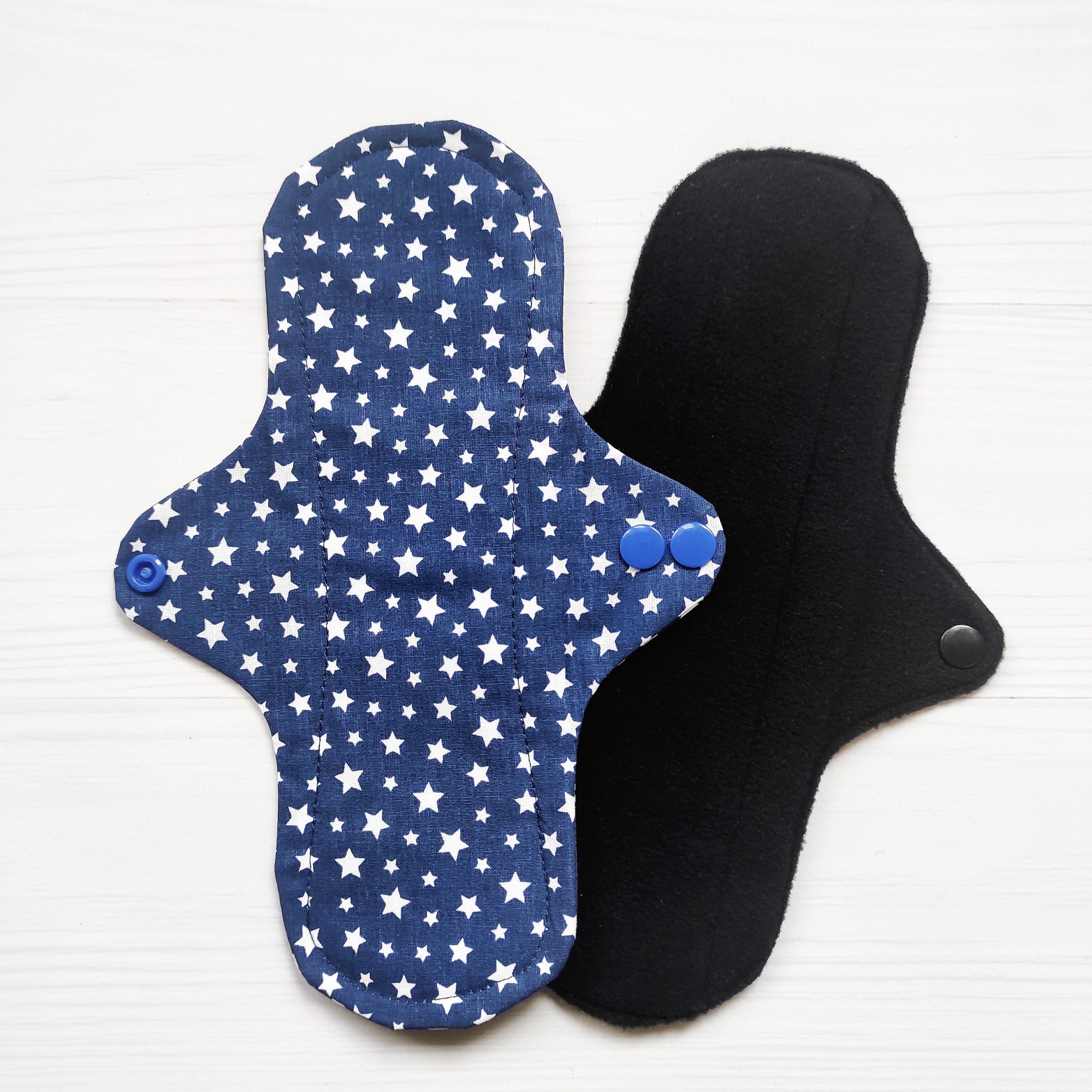 Blue Menstrual Cloth Pads With Stars. Reusable Sanitary Napkins With ...