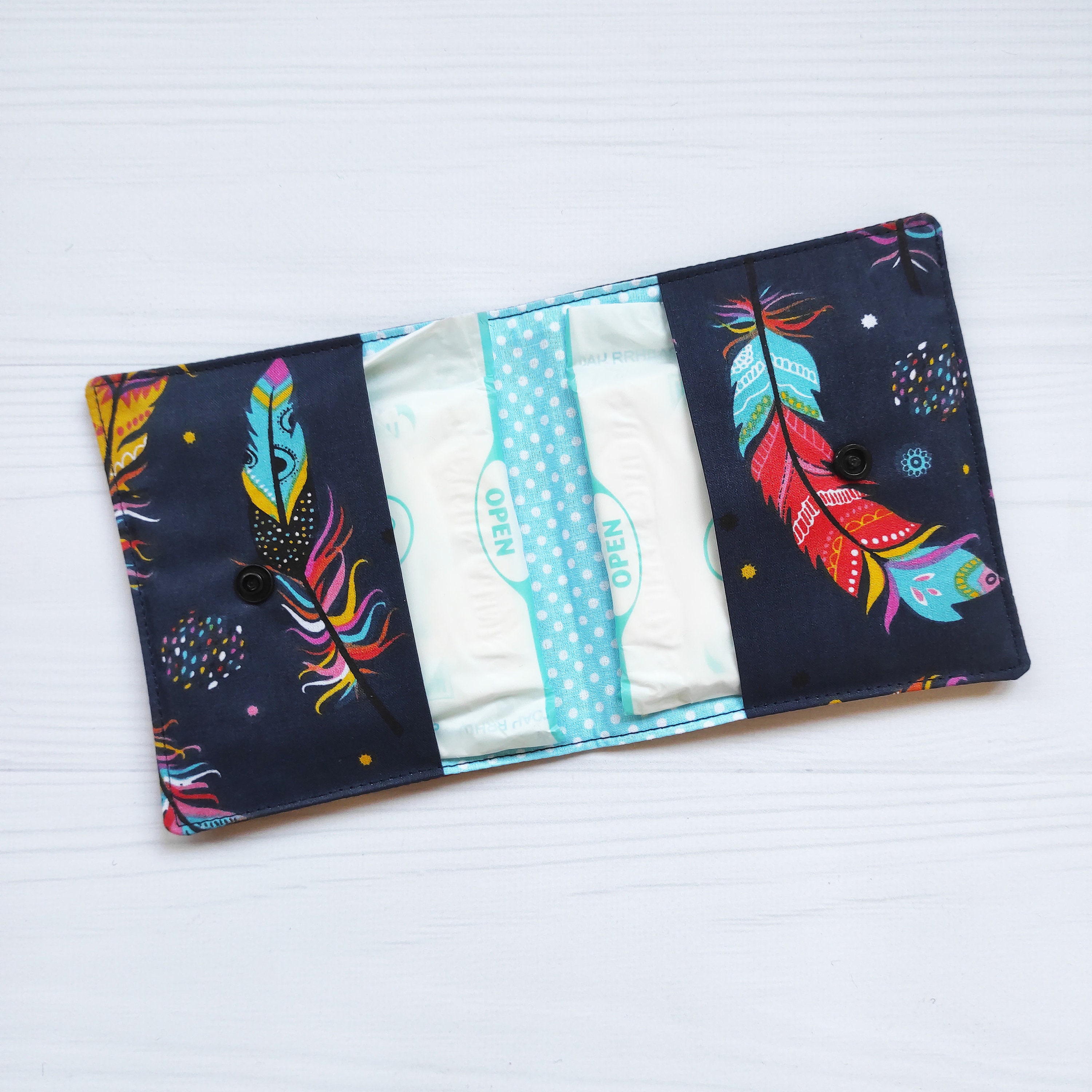 Panty Liners Case With Feathers. Menstruation Care Organizer ...