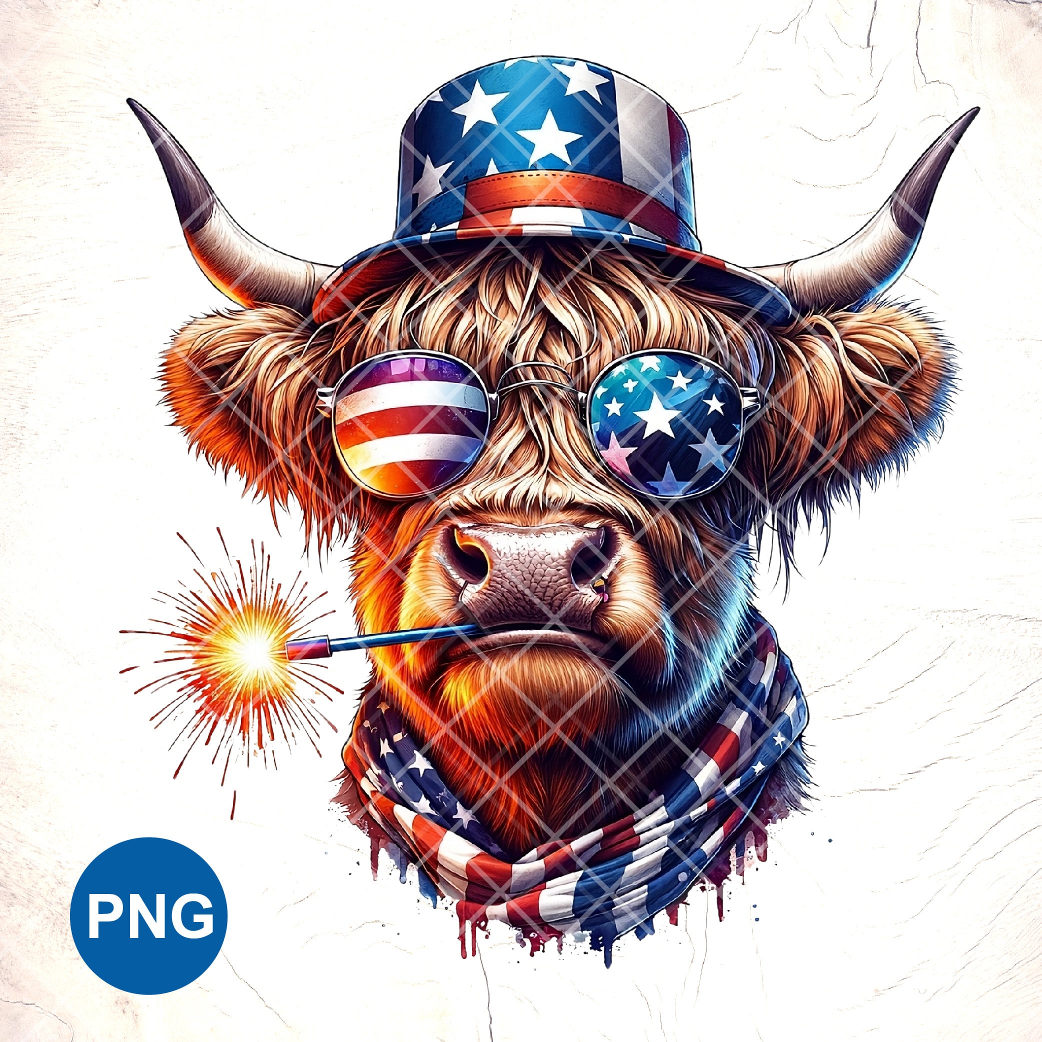 Patriotic Highland Cow PNG: 4th of July USA (digital Files) - Etsy