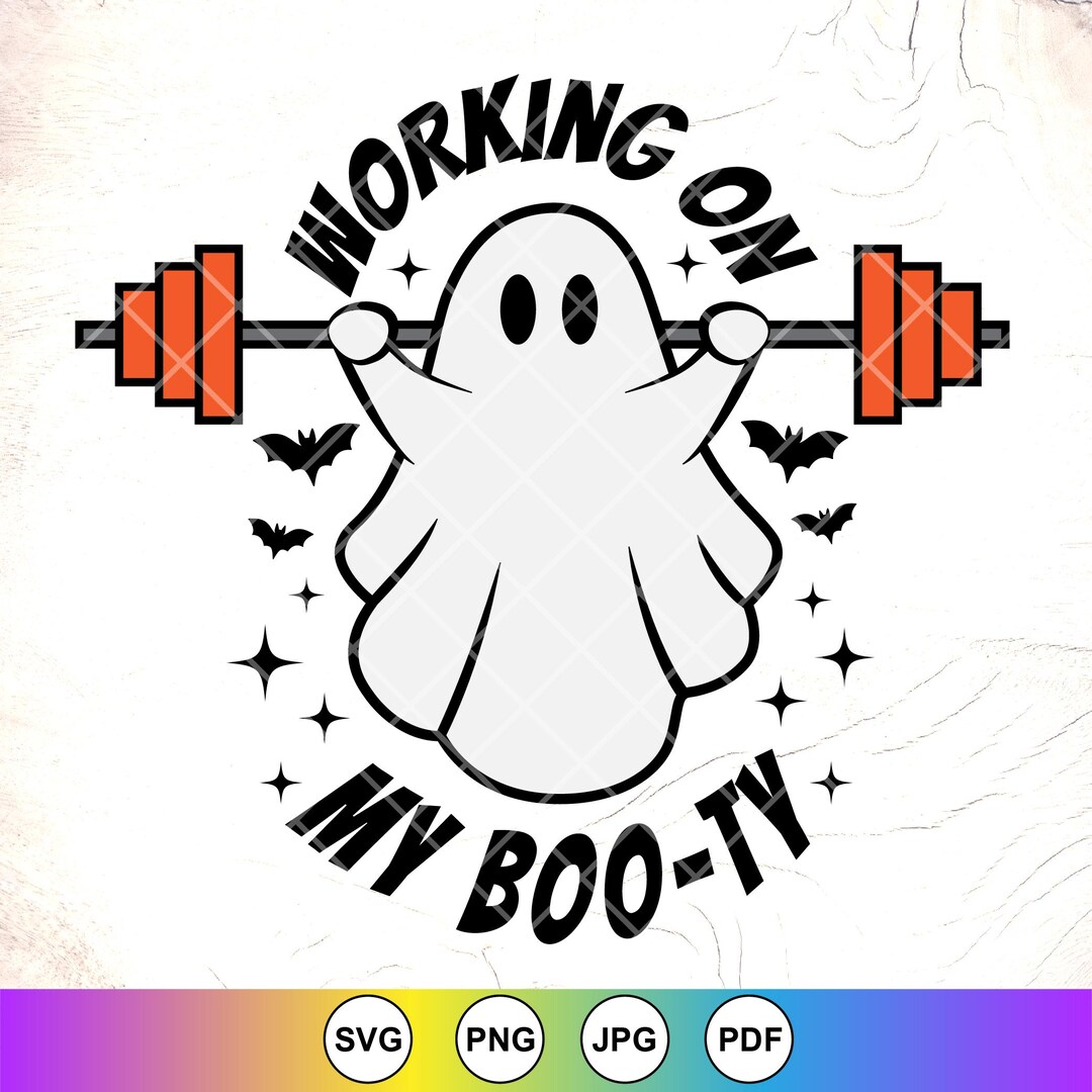 Funny Halloween Gym Ghost Booty SVG: Weightlifting Design,cricut Cut ...
