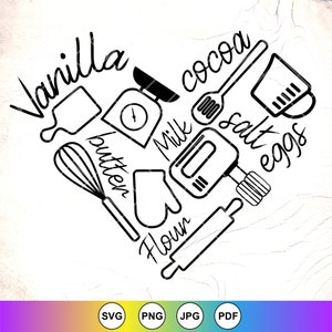 I Love Baking Svg,baking Lover Gifts,cooking Svg,bake Heart SVG ...