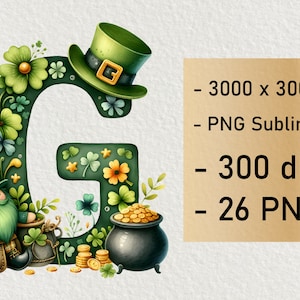 St Patrick's Alphabet Clipart PNG Sublimation, Font Alphabet Clipart ...