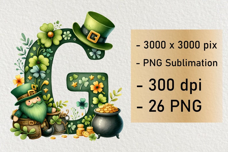 St Patrick's Alphabet Clipart PNG Sublimation, Font Alphabet Clipart ...