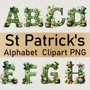 St Patrick's Alphabet Clipart PNG Sublimation, Font Alphabet Clipart ...