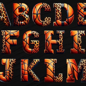 Basketball Alphabet Letters Clipart PNG Sublimation, Basketball Letters ...