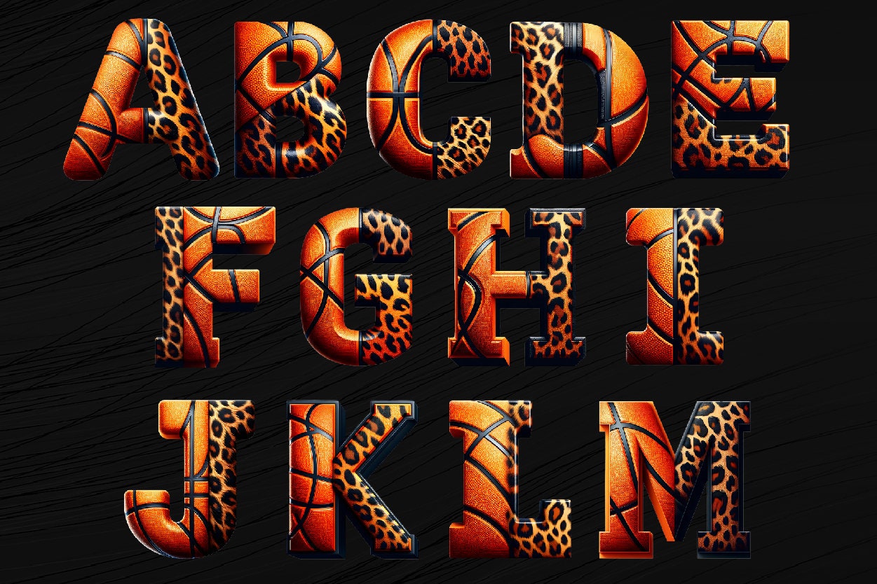 Basketball Alphabet Letters Clipart PNG Sublimation, Basketball Letters ...