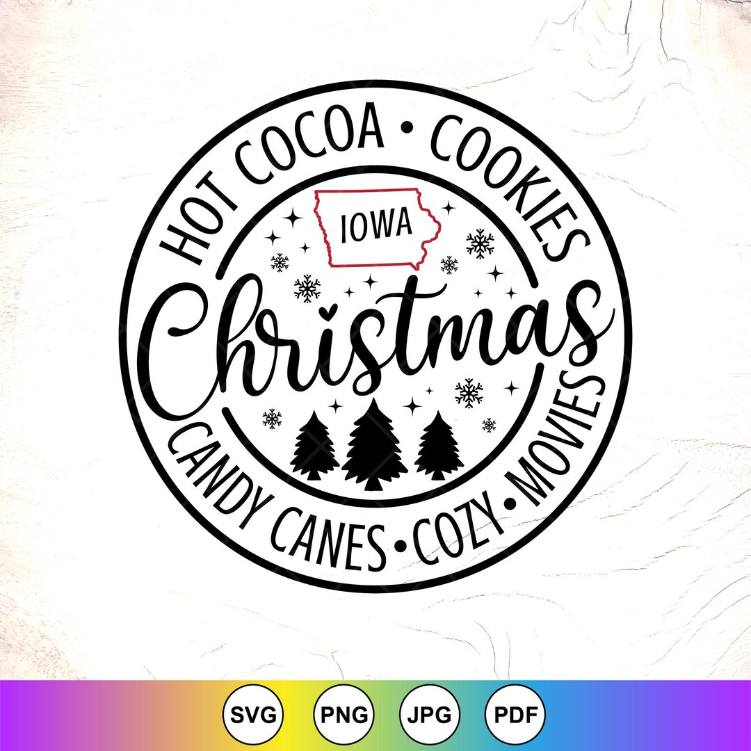 Iowa Christmas SVG: State Christmas Design, Cricut Files, Digital ...