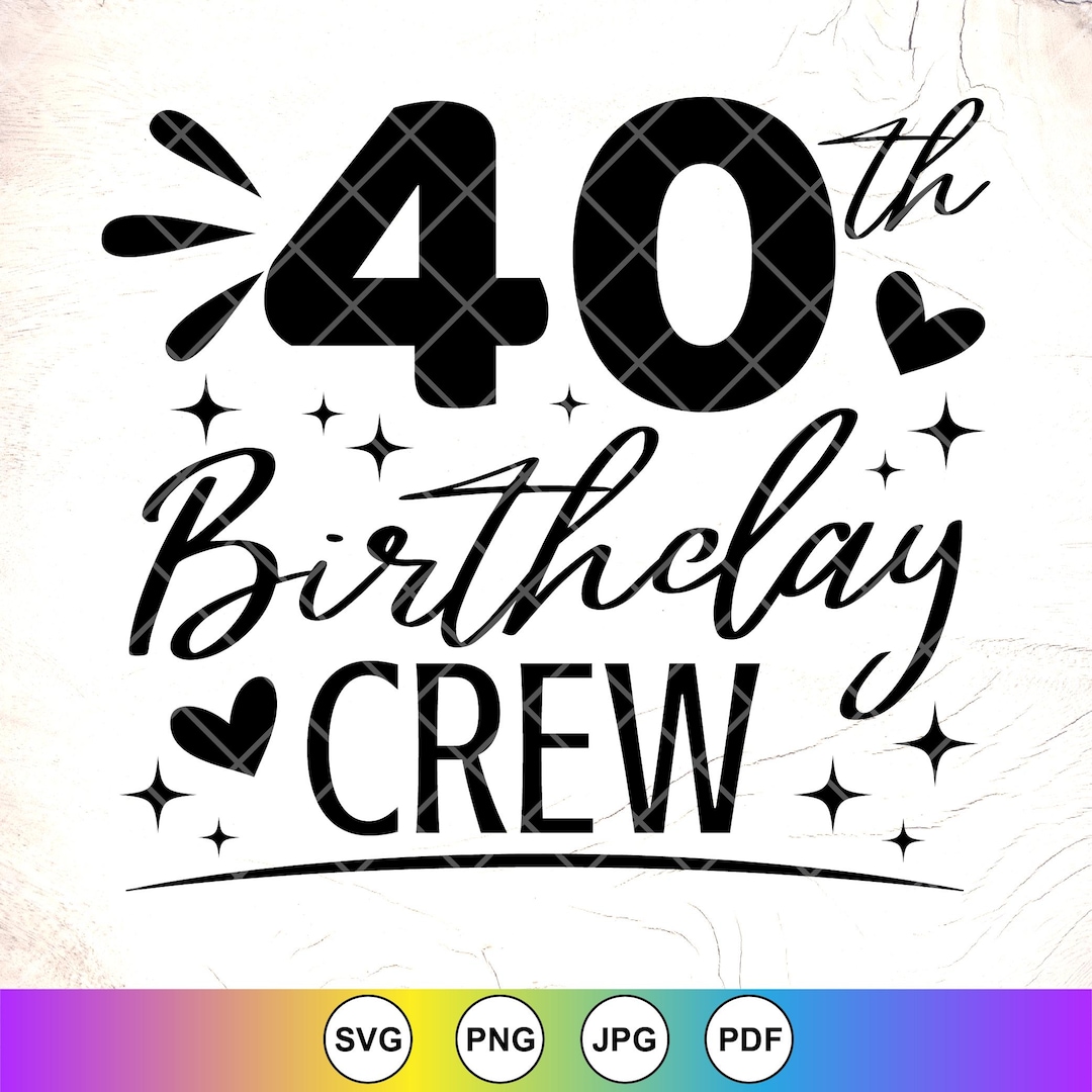 40th Birthday Crew Svg:40th Birthday Squad Design,birthday Gift,cricut ...