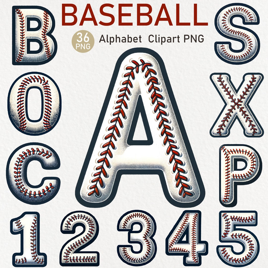 Baseball Alphabet Letters Clipart PNG Sublimation,baseball Letters ...