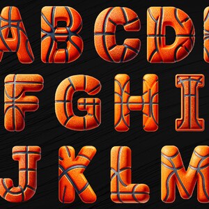 Basketball Alphabet Clipart: Sports Doodle Letters & Numbers (PNG ...