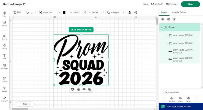 Prom Squad 2026 SVG: Graduation Gift, Senior Graduate Shirt, Cricut Cut ...