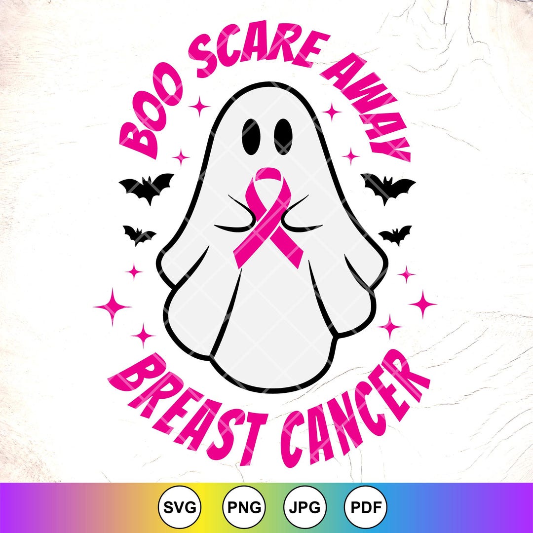 Boo Scare Away Breast Cancer SVG PNG, Halloween Breast Cancer Awareness ...